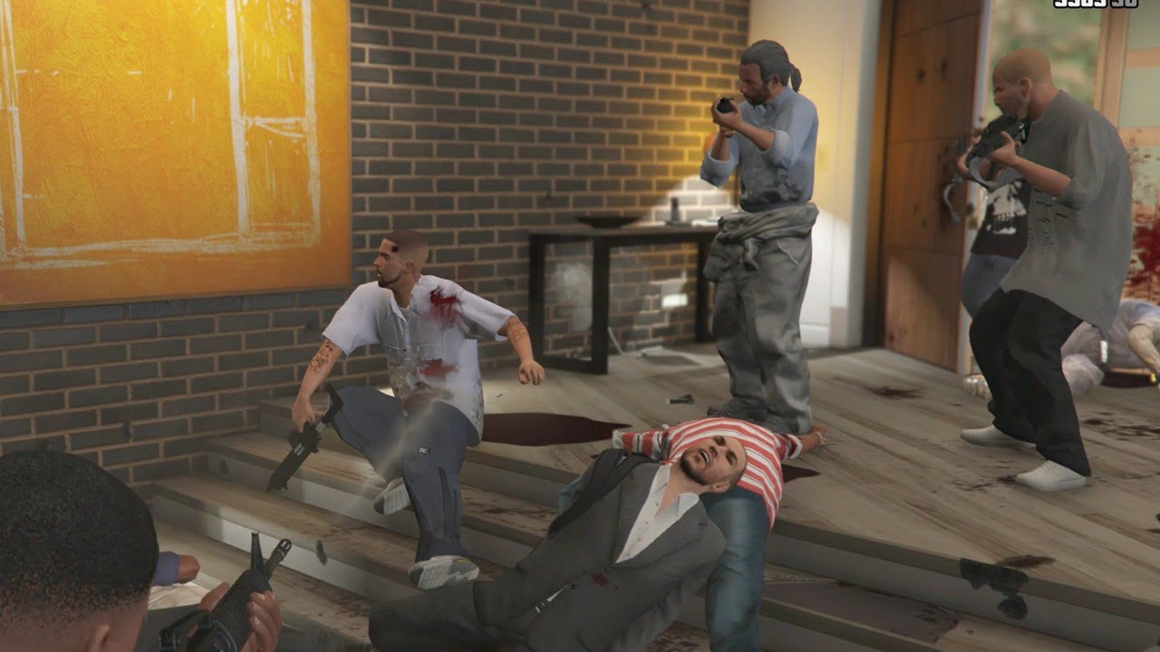 GTA 5 - Franklin rampage shootout with gang members army at Franklin's ...