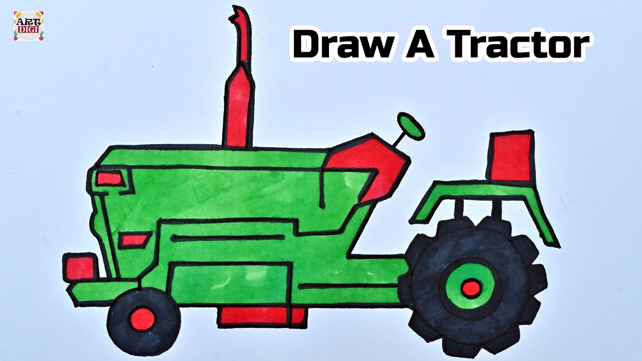 How to draw A Tractor | An easy Farmer Tractor drawing - YouTube