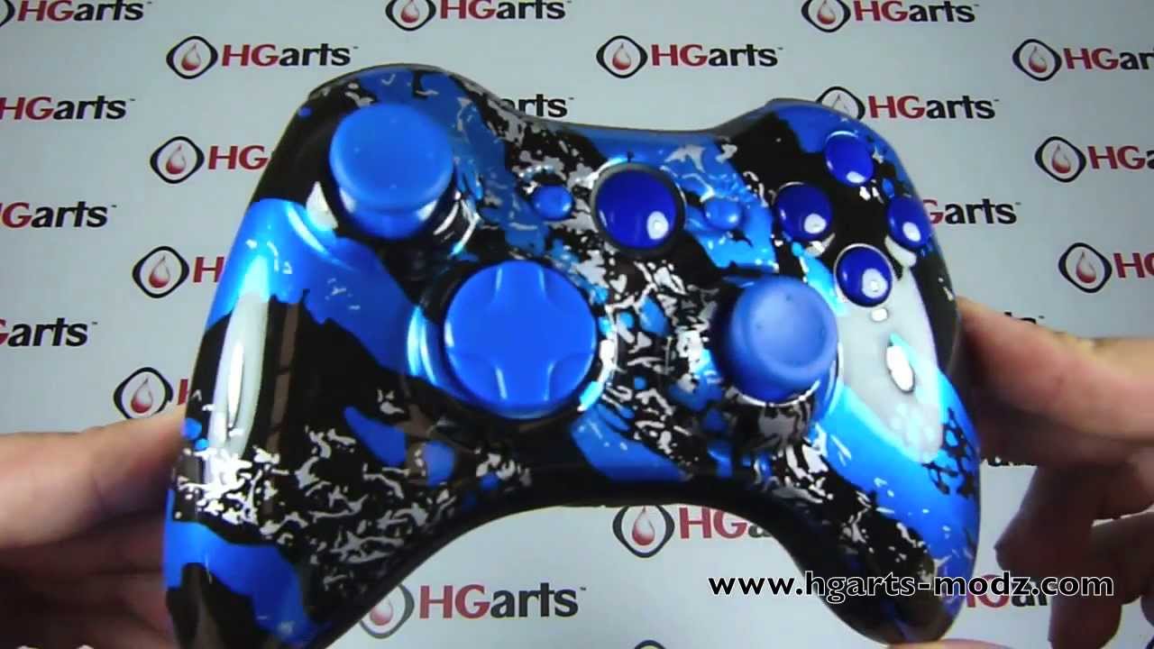 Candy Blue Splatter | XBOX360 Modded Controller | HG Arts Modz - YouTube