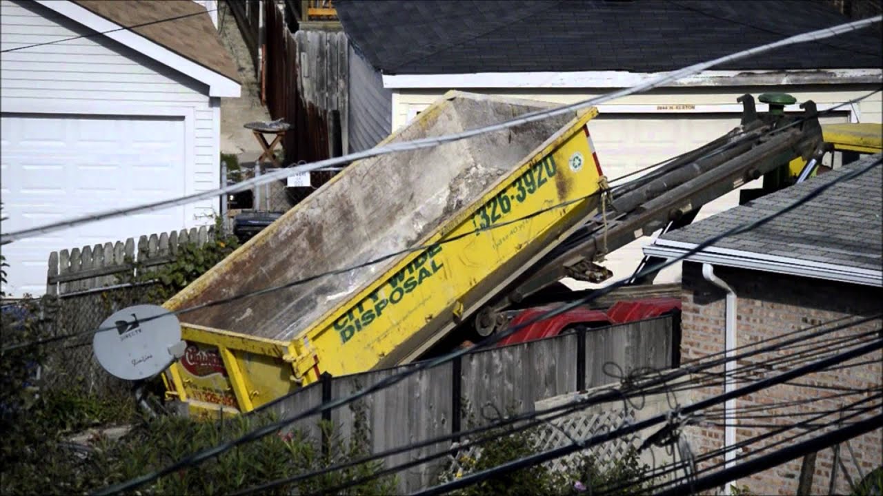 Mack MR Roll Off Delivering Dumpster - YouTube
