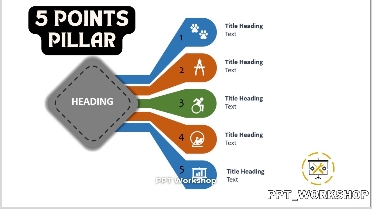How to make 5 Points Pillar Slide in PowerPoint - YouTube