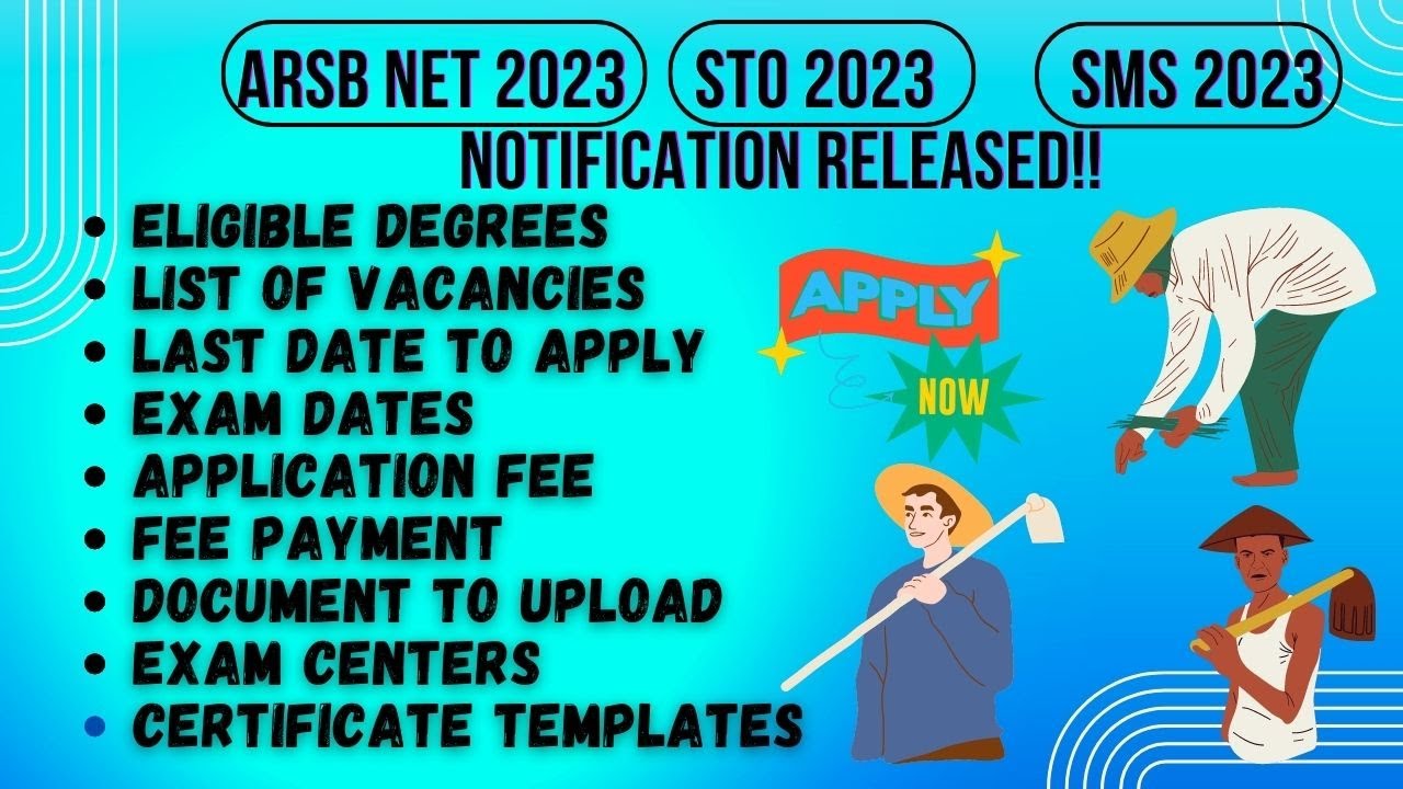 ASRB NET 2023||STO||SMS 2023 NOTIFICATION RELEASED|| Exam Date|| Fee ...