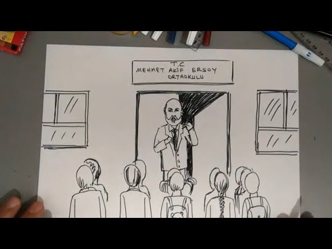 Mehmet Akif Ersoy Çizimi 12 Mart resmi istiklal marşının kabulü