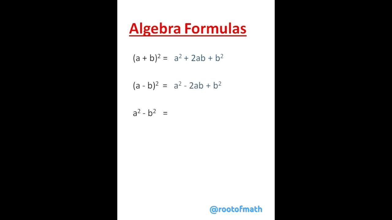 "Mastering Basic Algebra: Essential Formulas Every Math Student Should Know!" - YouTube