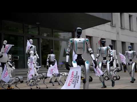 Robots 'protest' outside Poland ministry demanding AI oversight