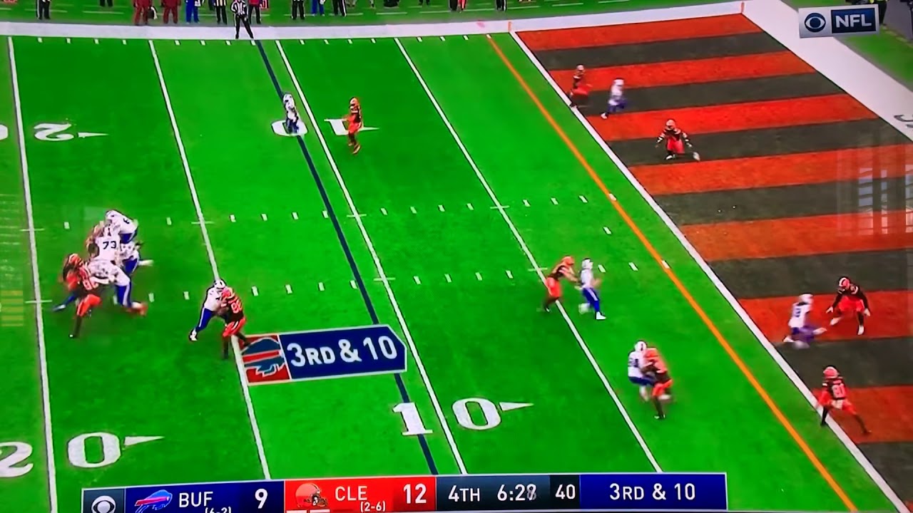 Josh Allen Fumbles And Great Recovery By Lineman Vs Browns - YouTube