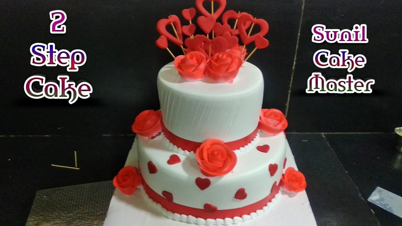 2 step cake decorating | two step #engagement Cake | Red Flowers Design ...