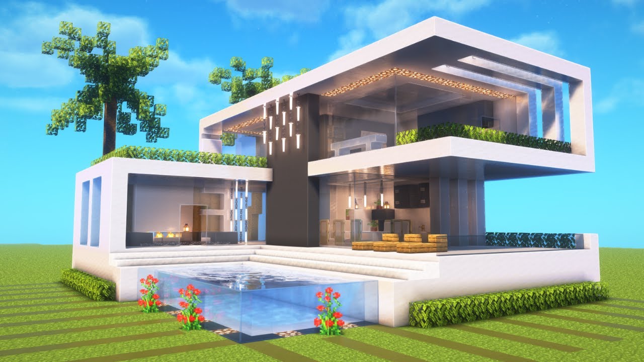 I BUILT a GIGANTIC MODERN HOUSE in Minecraft | Minecraft tutorial (#42 ...