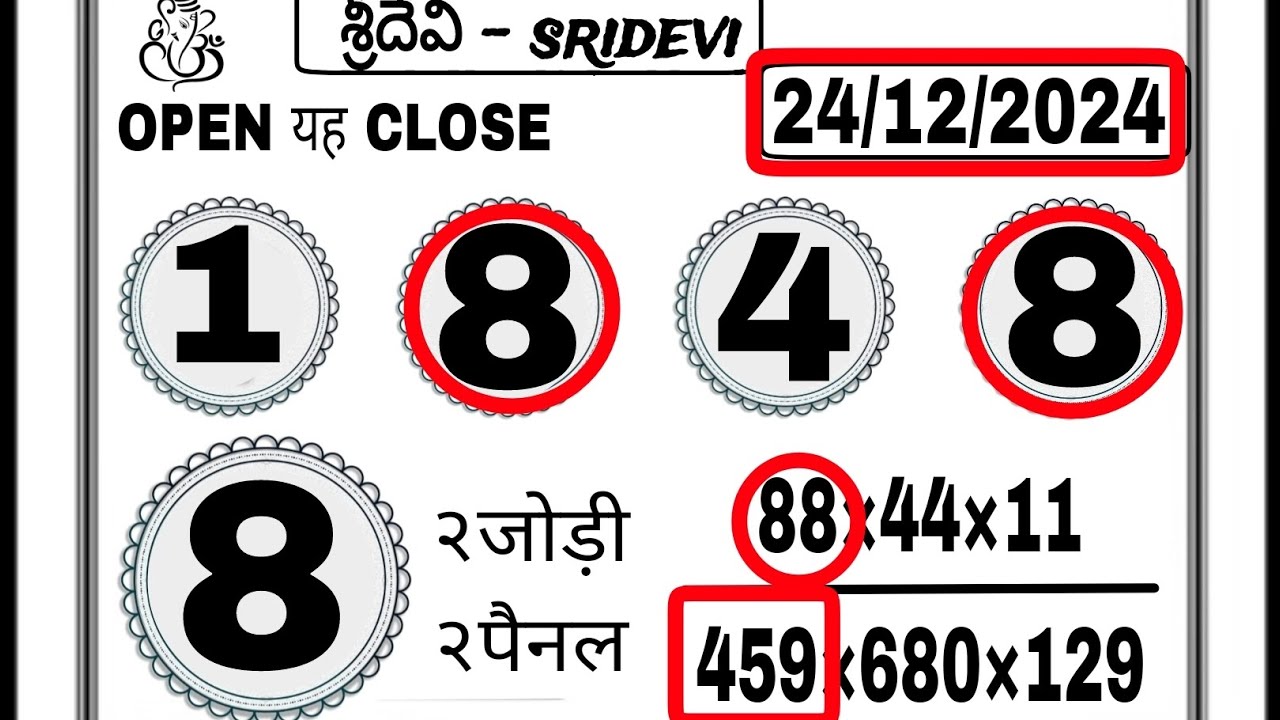 SRIDEVI DAY MATKA TODAY 25/12/2024 SATTA LIVE RESULT TODAY 100% FIX ...