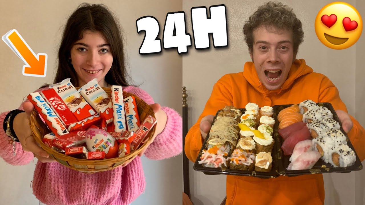 MANGIAMO TUTTO QUELLO CHE VOGLIAMO PER 24H!! *troppo cibo* - YouTube