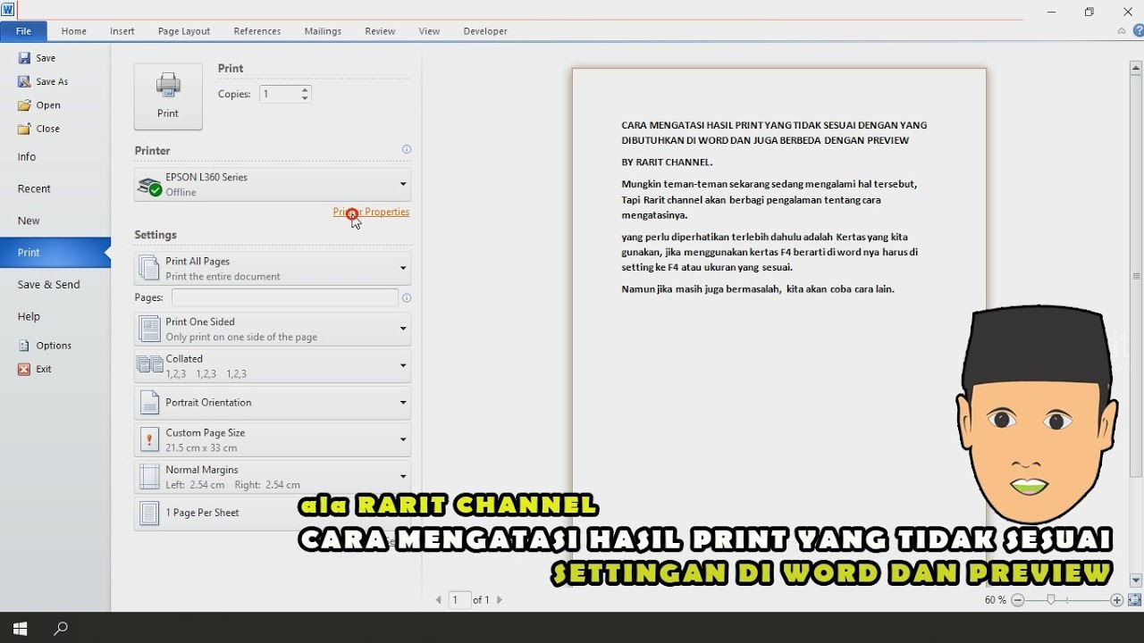 Cara Mengatasi Hasil Print yang Tidak Sesuai Settingan Word dan Preview ...