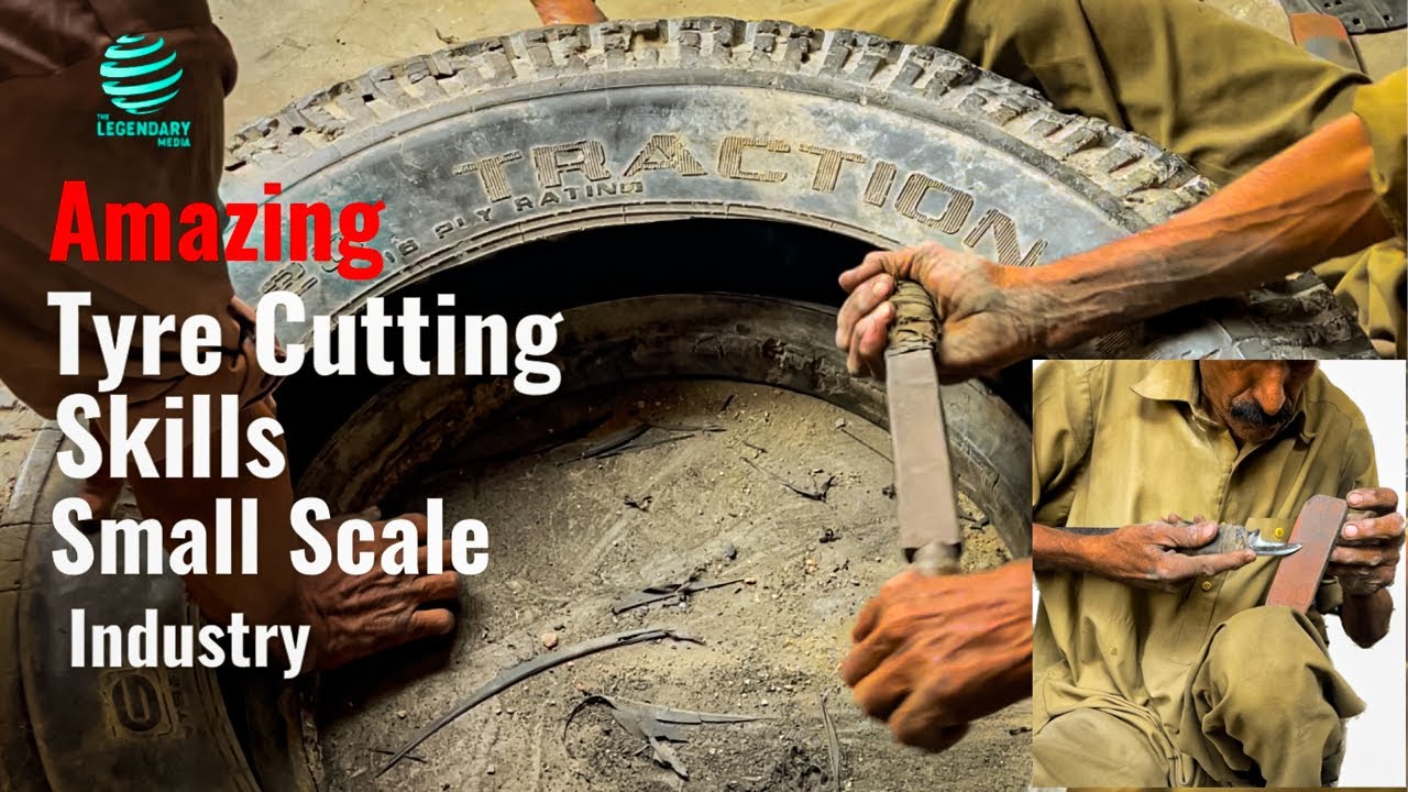 Old Tyre Cutting Process | Old Truck Tyre | Tire Recycling | Manual ...
