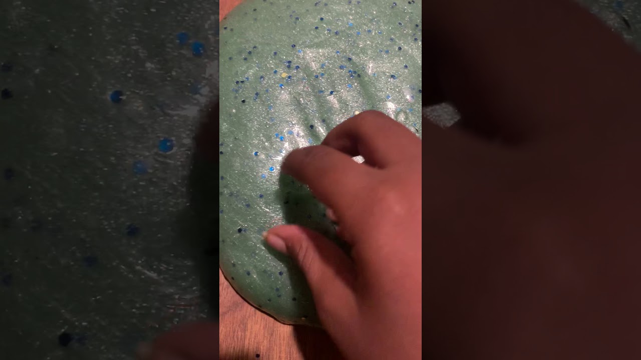 Cyan glitter slime, oddly satisfying,Dorito taco43 - YouTube