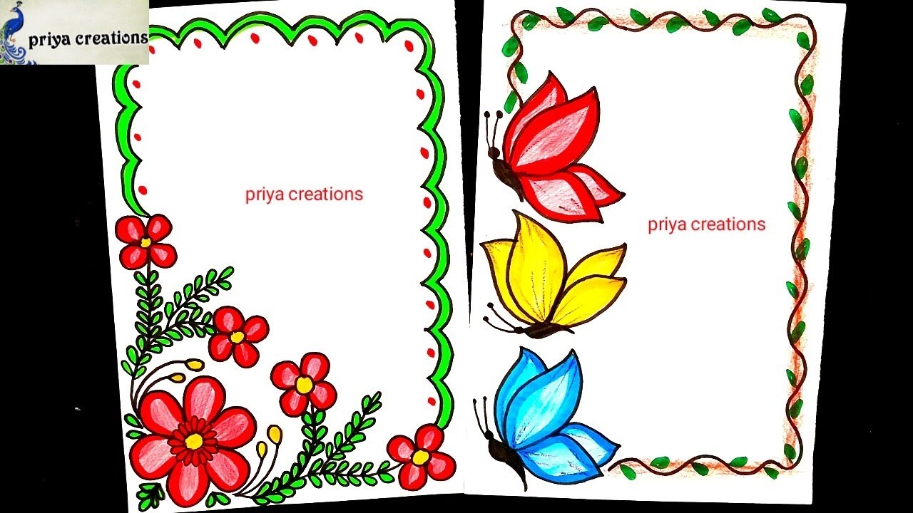 border design | butterfly border design for project | flower border ...