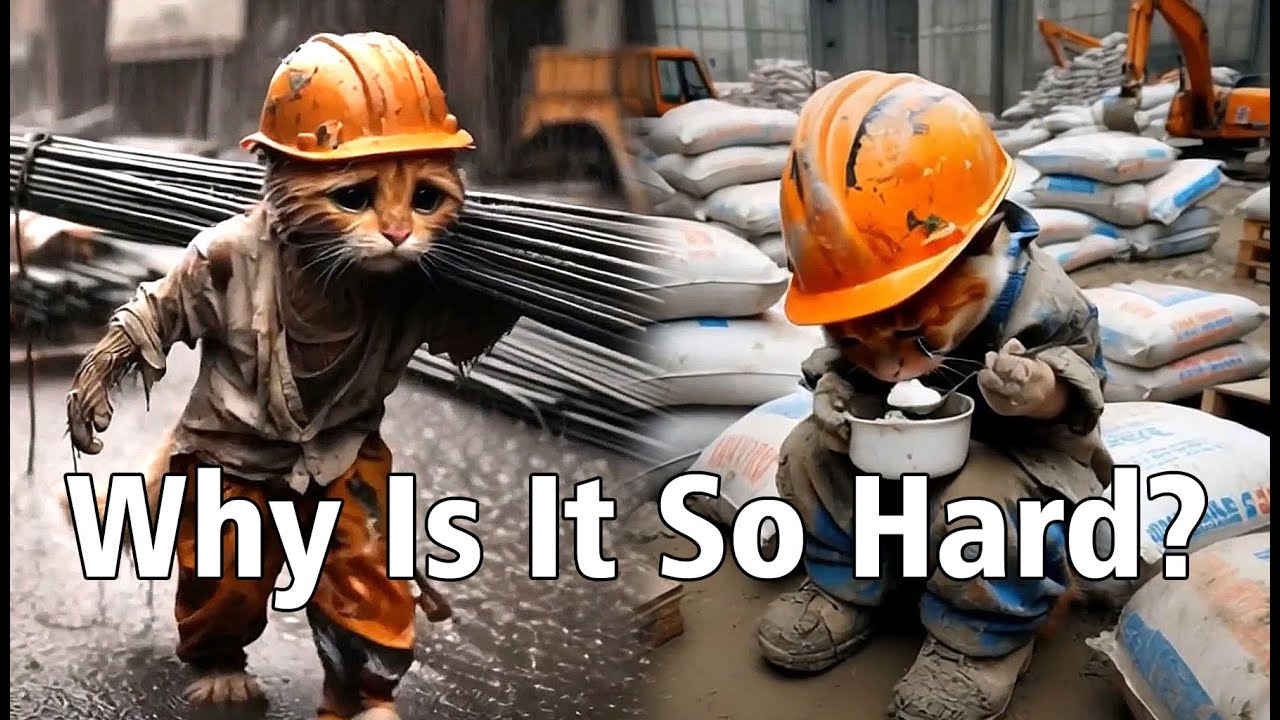 A cat working on a construction site #cat #ai #aicat #touching #workers ...