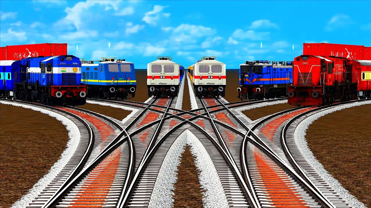 Six Extreme Crossings & Sharp Bend Train Turns‼️Branched and Dangerous ...
