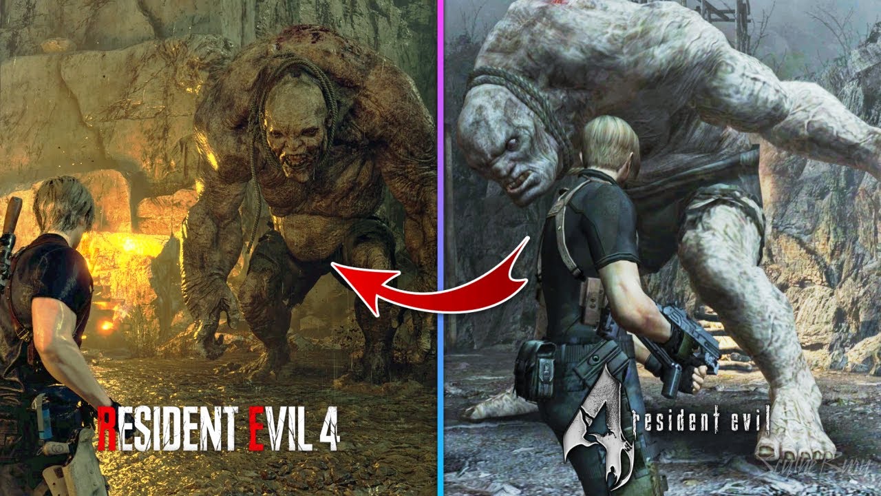 Leon encounters El Gigante Comparison - Resident Evil 4 vs Resident ...