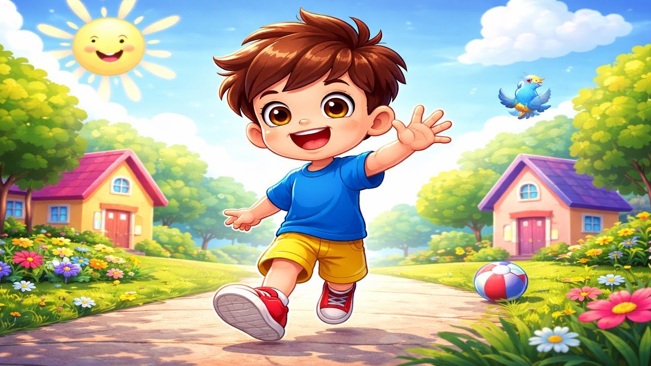 Happy Cartoon Child Playing on the Street | Fun Animated Kids Video ...