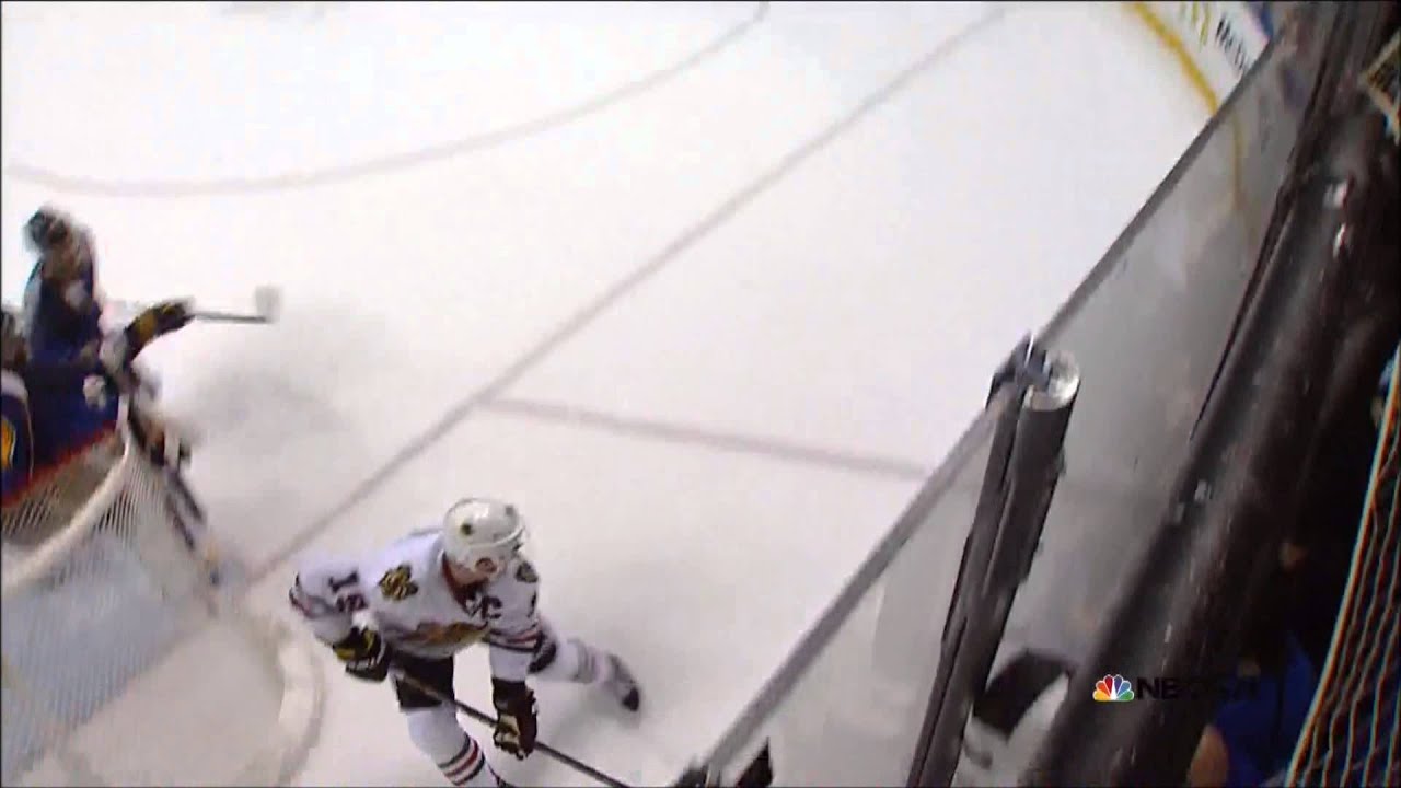 Max Lapierre pushed into net, saves goal in overtime - YouTube