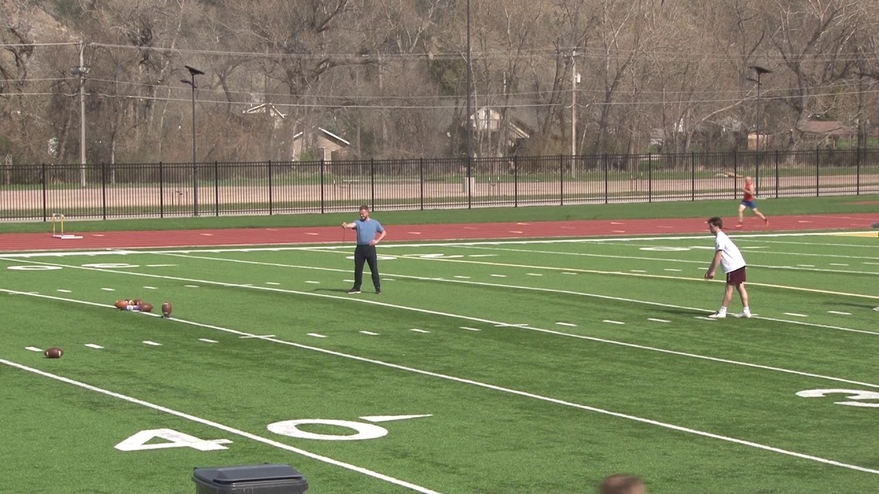 Derek Webster Kick Offs 35 yd line Press Box View - YouTube