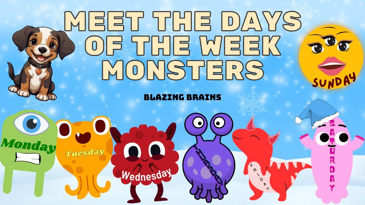 Blazing Math - Monsters Days of the week song for kids - YouTube