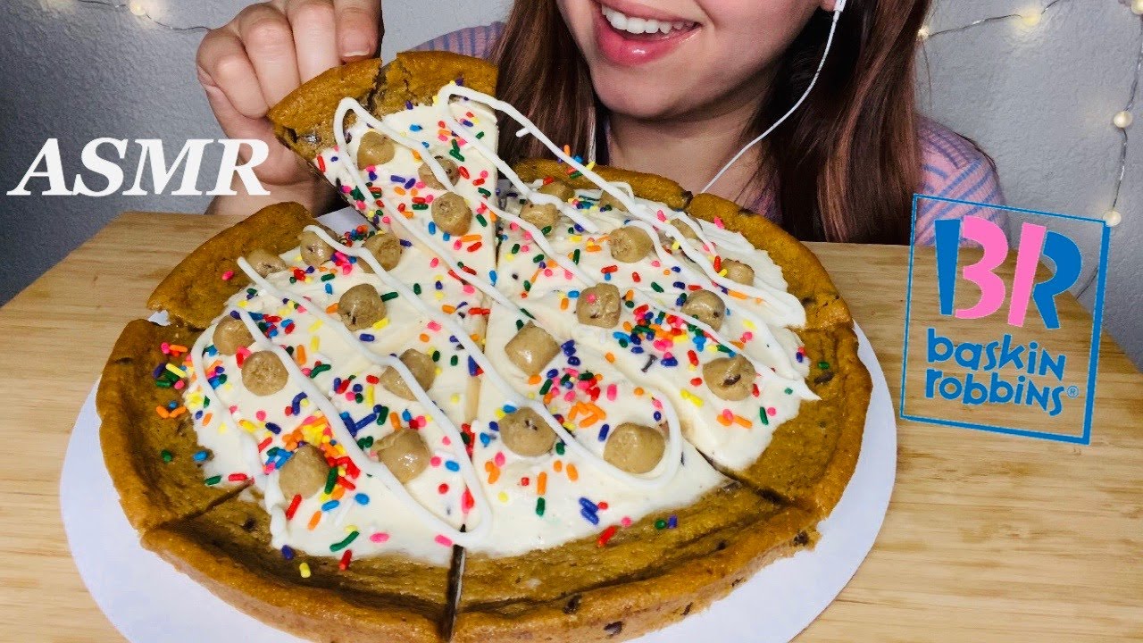 ASMR BASKIN ROBBINS ICE CREAM PIZZA |SATISFYING EATING SOUNDS| NO ...