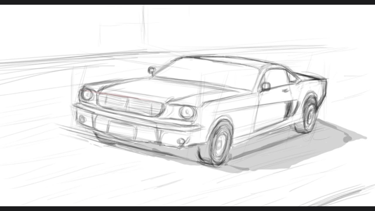 How to sketch the iconic old ford mustang - Step by step easy. - YouTube