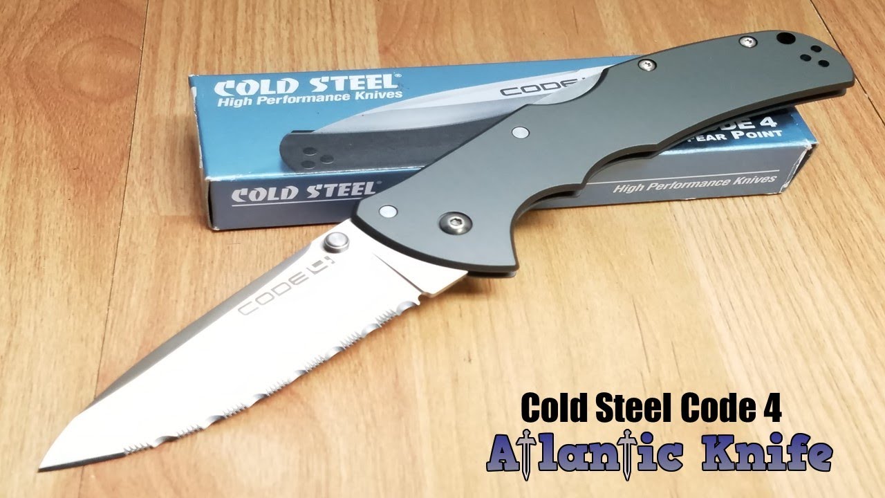COLD STEEL CODE 4 SPEAR POINT SERRATED KNIFE - 58TPCSS - YouTube
