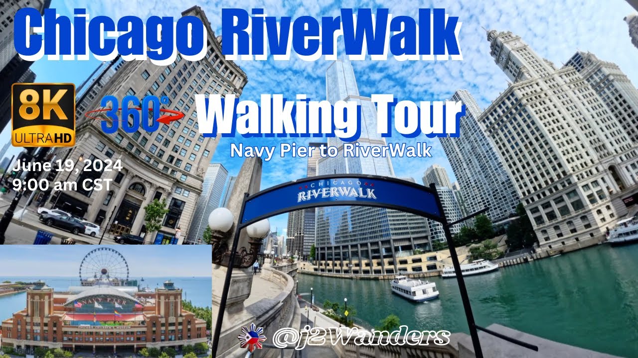 360 (8K) VR Chicago Navy Pier to RiverWalk Walking Tour - YouTube