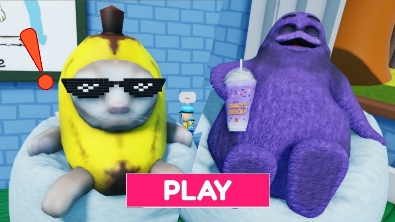 Roblox Escape GRIMACE And BANANA CAT OBBY - YouTube