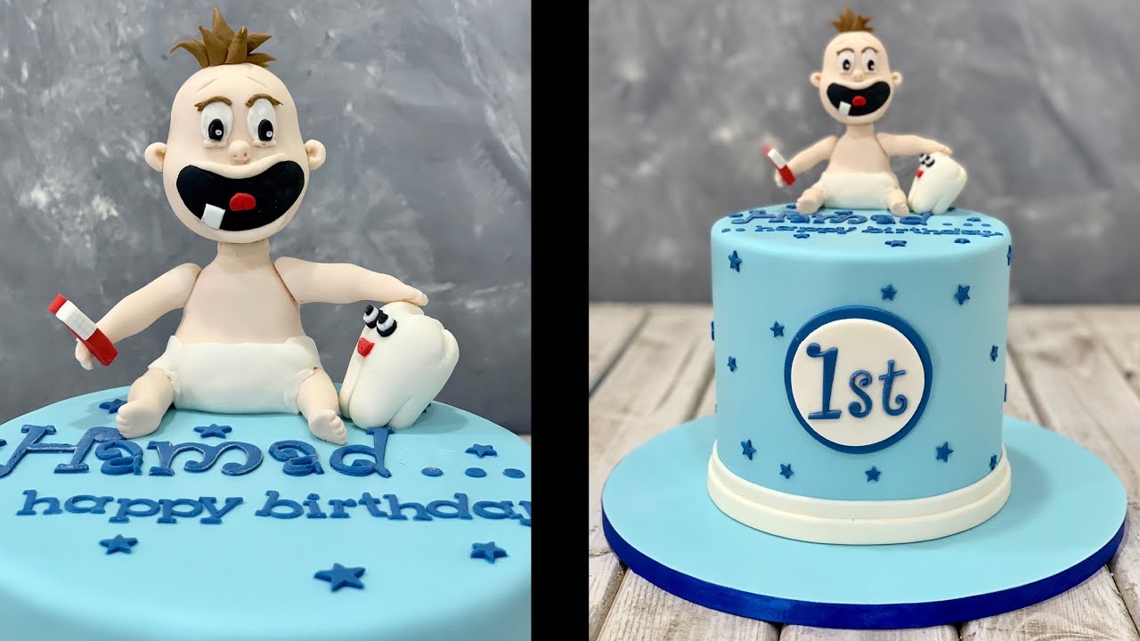 Baby 1st tooth cake - YouTube