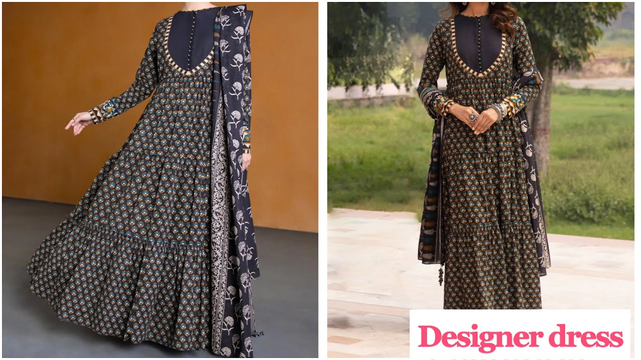 Western Designer Long Maxi dress cutting and stitching | Long dress ...