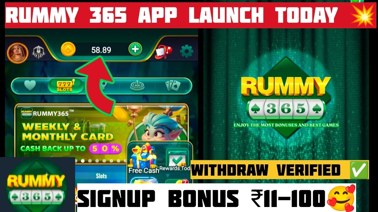 RUMMY 365 APP LAUNCH TODAY 💥||RUMMY 365 WITHDRAW PROOF || NEW YONO APP🎉 ...