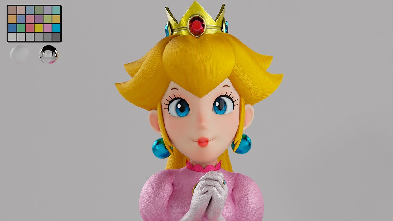 Princess Peach (3D Character - 360º Turntable Animation) - YouTube