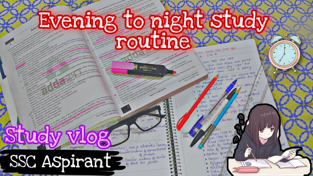 Evening to night study Routine | Study vlog|Study vlog ssc | study plan ...