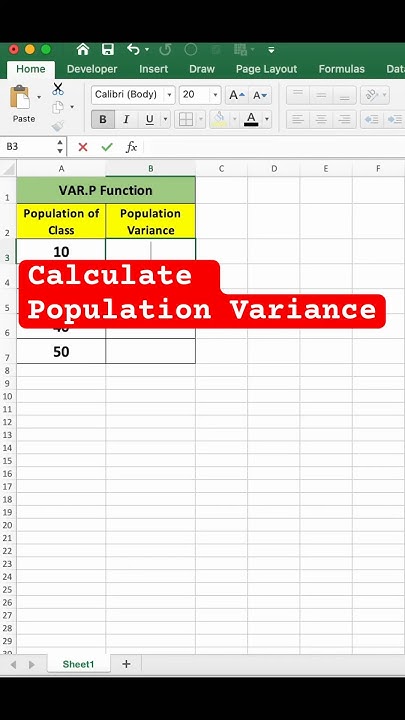 Calculate Population Variance with VAR.P in MS Excel Excel Tricks #Shorts #excel #exceltricks ...