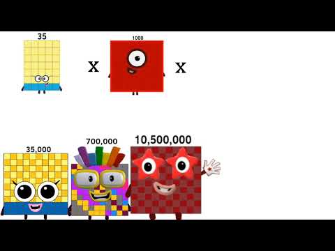 Numberblocks 35 times table starting with small to large numbers. - YouTube