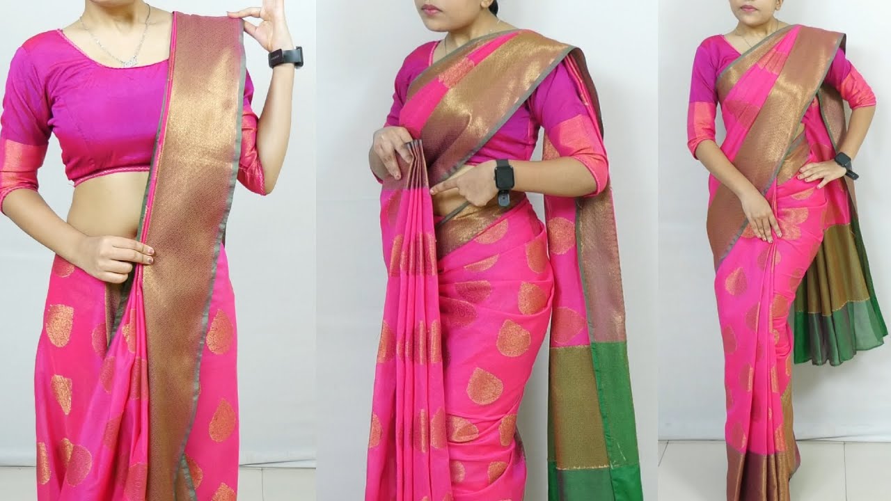 How to make saree pleats for wedding & party | saree draping step by ...