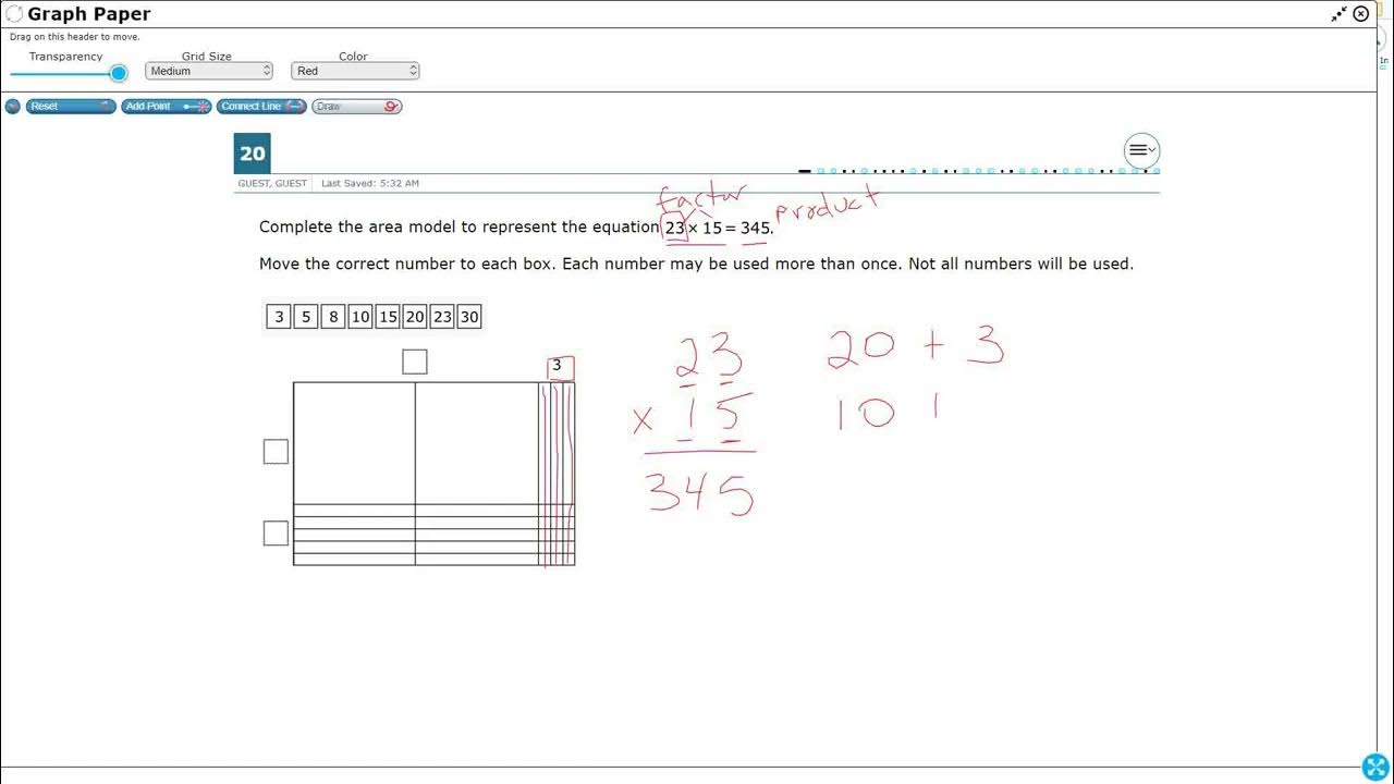4th Grade STAAR Practice Multiplying with Area Models (4.4C - #5) - YouTube