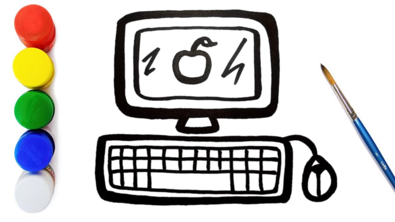 How to Draw Desktop Computer 🖥️ Computer Parts Drawing and Coloring ...