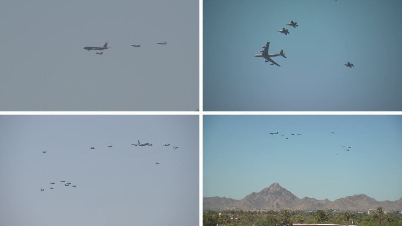 RAW VIDEO: Military pilots fly over Phoenix area to honor health care ...
