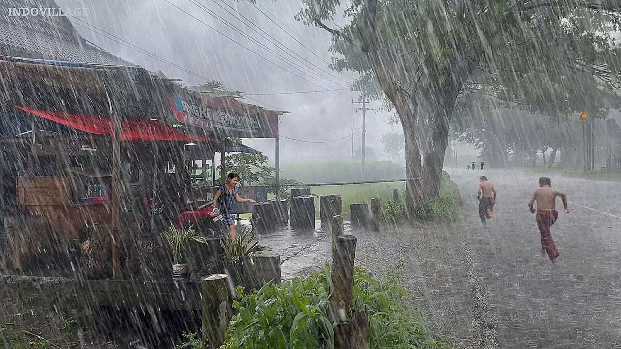 super heavy rain and super strong winds hit my village again, heavy ...