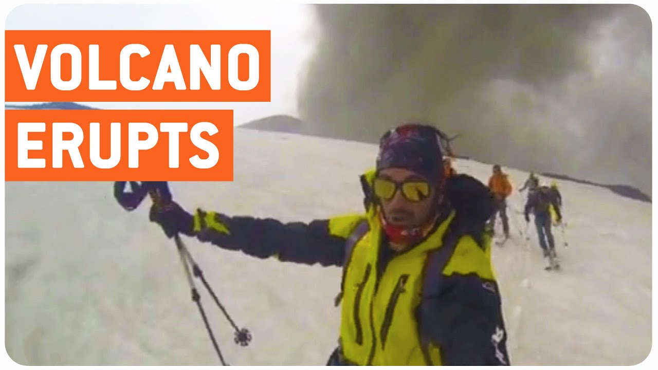 Skiiers Escape Volcano Eruption - YouTube