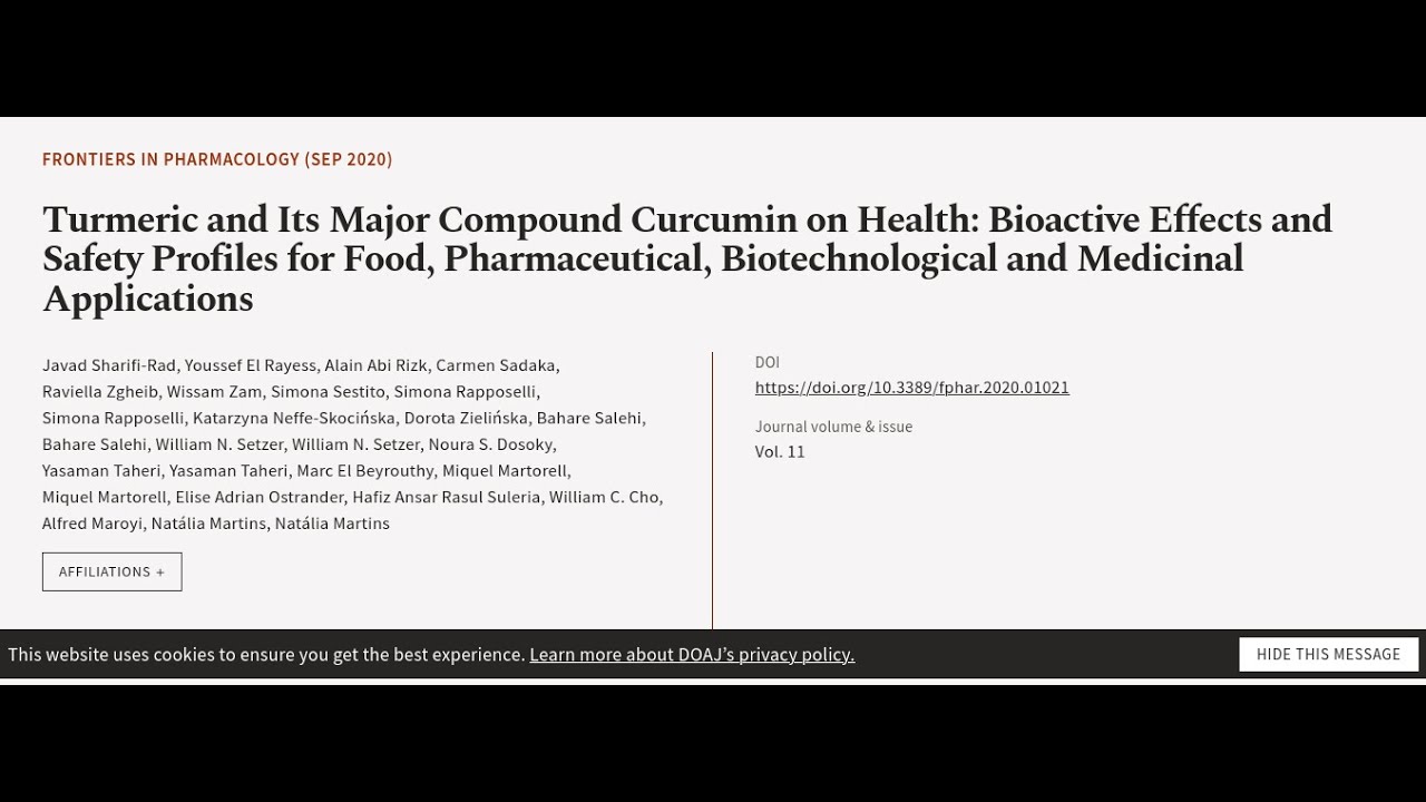 Turmeric and Its Major Compound Curcumin on Health: Bioactive Effects ...