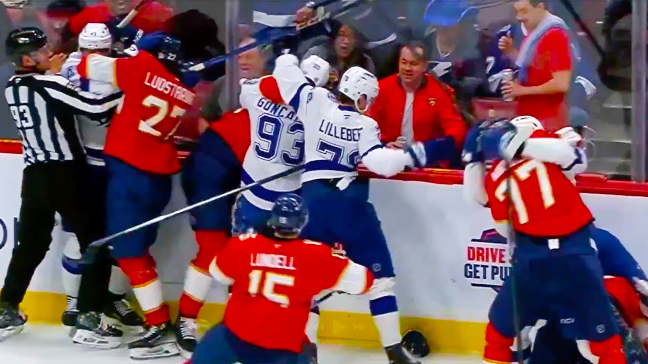 Dmitry Kulikov Hit on Gage Goncalves Fight Greer, Lilleberg ...