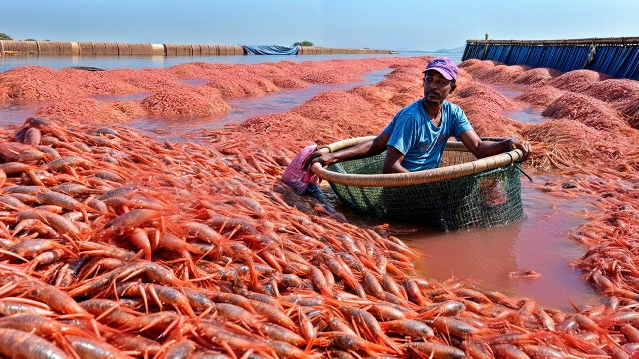 How Millions of Shrimps Are Harvested and Processed | Shrimp Farming ...