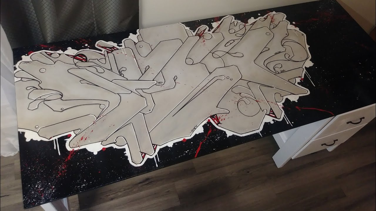 Custom DIY Graffiti Top Art Desk. Part 2 - YouTube