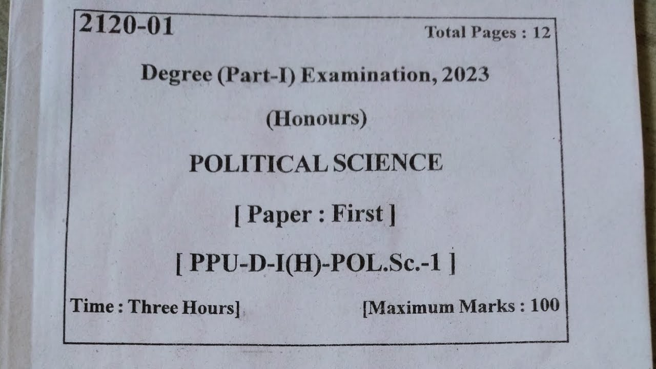 ppu ba part 1 political science honours paper 1|ppu 2022 Pol science ...
