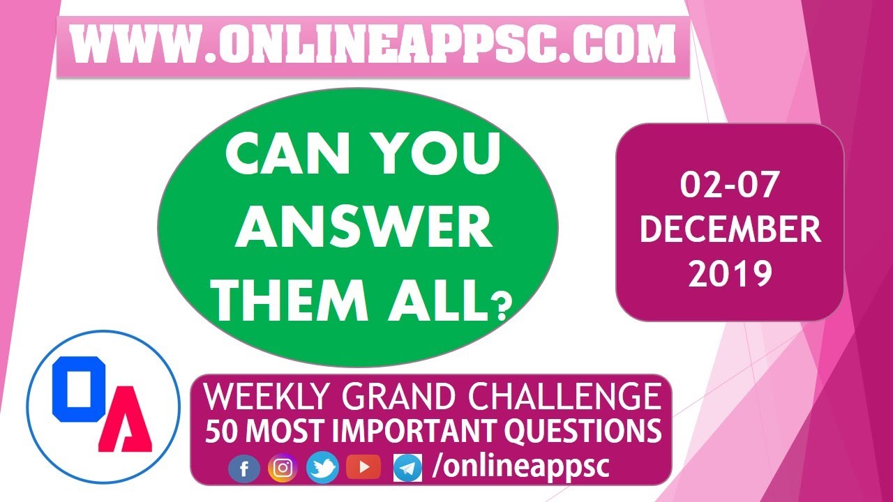 WEEKLY GRAND CHALLENGE 2 TO 7 DECEMBER 2019 WITH 50 MOST IMPORTANT BITS ...