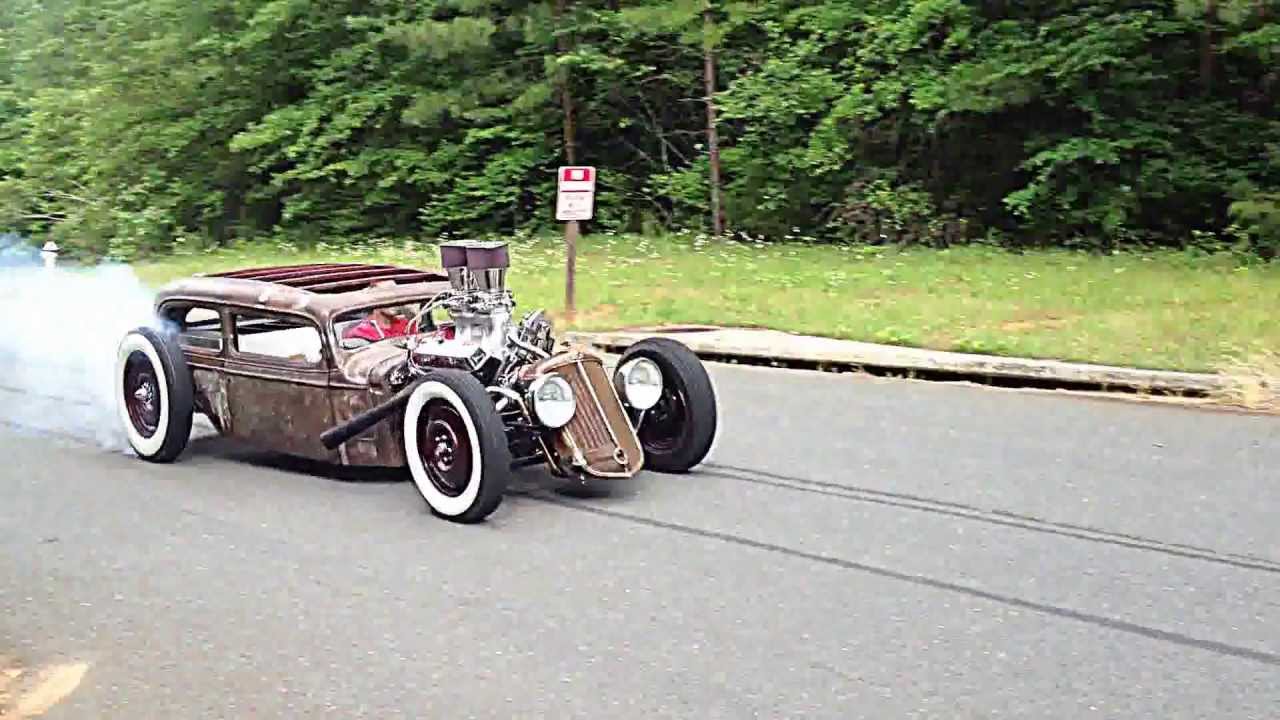 33 chevy sedan Rat rod 2nd burnout - YouTube